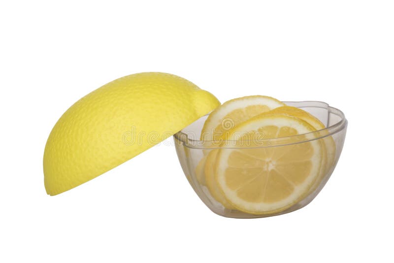 Transparent Container for Lemon and a Sliced Lemon Inside Stock Photo ...