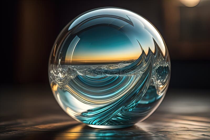 Transparent Crystal Ball on a Wooden Table. Ai Generative Stock ...