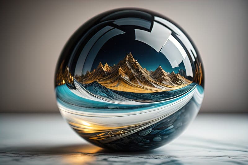 Transparent Crystal Ball on a Wooden Table. Ai Generative Stock ...