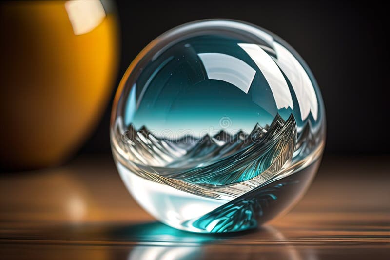 Transparent Crystal Ball on a Wooden Table. Ai Generative Stock ...