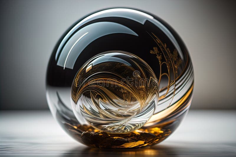 Transparent Crystal Ball on a Wooden Table. Ai Generative Stock ...