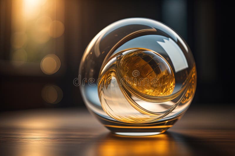 Transparent Crystal Ball on a Wooden Table. Ai Generative Stock ...