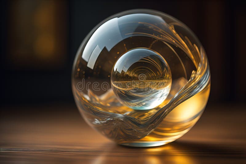 Transparent Crystal Ball on a Wooden Table. Ai Generative Stock ...