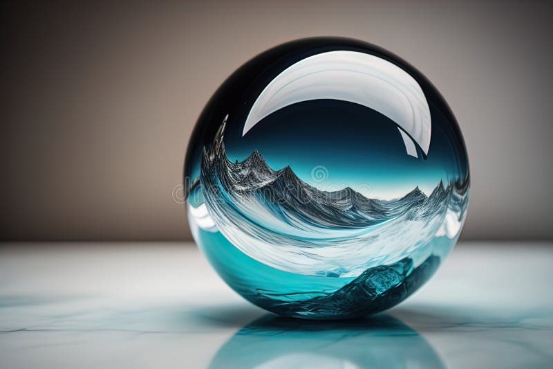 Transparent Crystal Ball on a Wooden Table. Ai Generative Stock ...