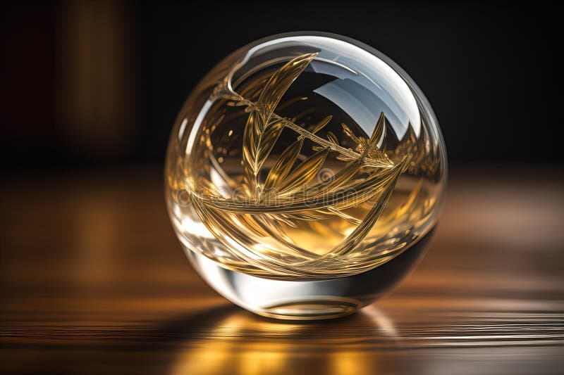 Transparent Crystal Ball on a Wooden Table. Ai Generative Stock ...