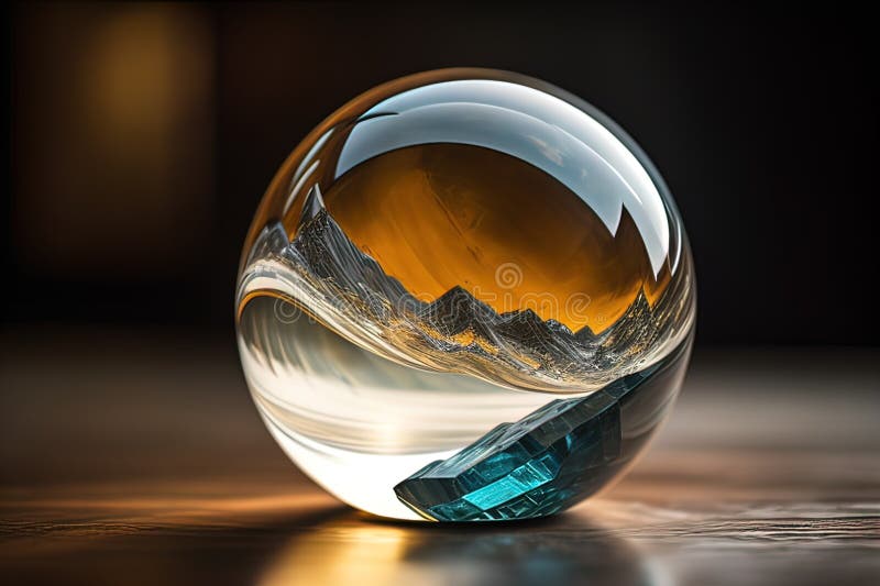 Transparent Crystal Ball on a Wooden Table. Ai Generative Stock ...