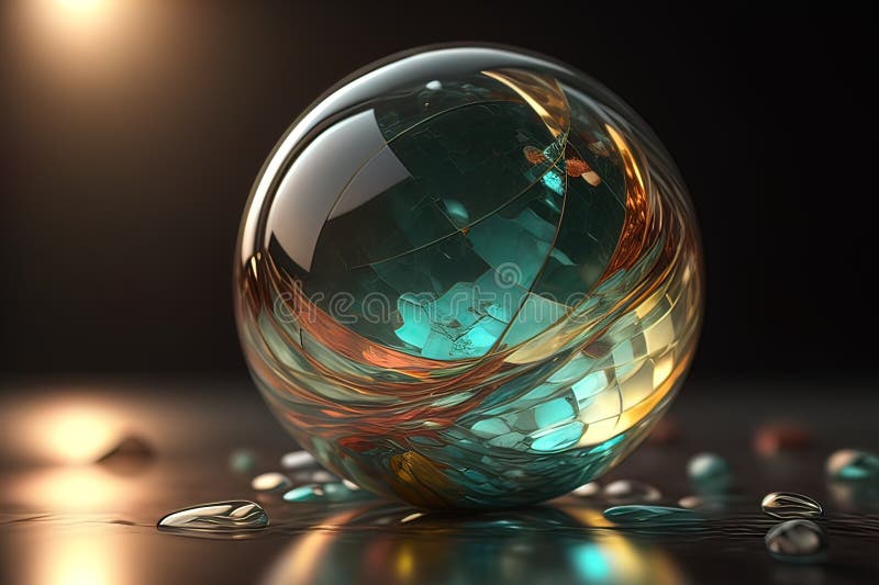 Transparent Crystal Ball on a Wooden Table. Ai Generative Stock ...