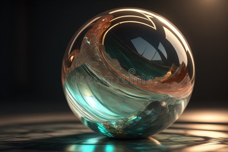 Transparent Crystal Ball on a Wooden Table. Ai Generative Stock ...