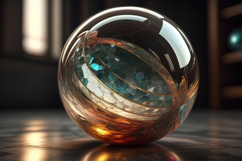 Transparent Crystal Ball on a Wooden Table. Ai Generative Stock ...