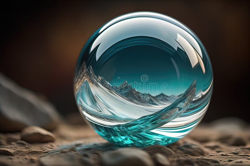 Transparent Crystal Ball on a Wooden Table. Ai Generative Stock ...