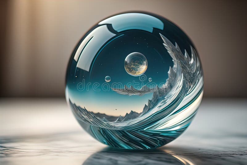 Transparent Crystal Ball on a Wooden Table. Ai Generative Stock ...