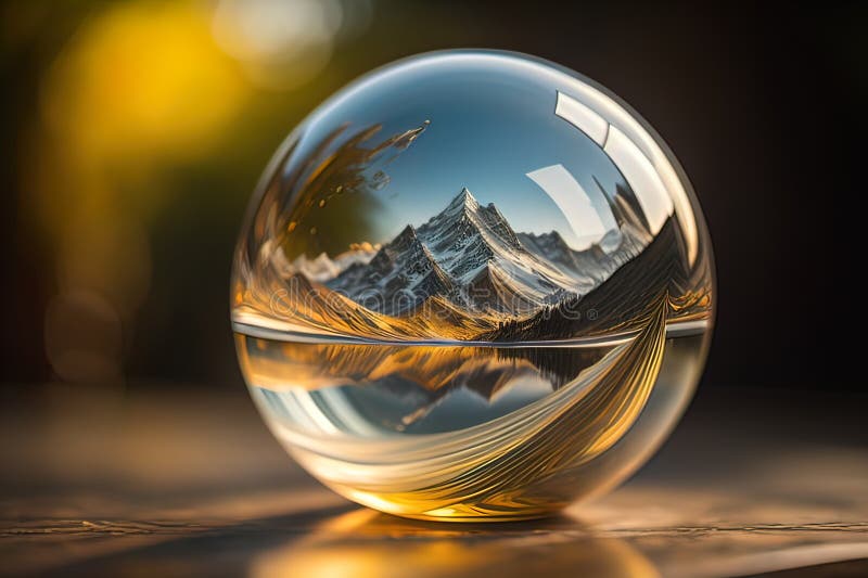 Transparent Crystal Ball on a Wooden Table. Ai Generative Stock ...