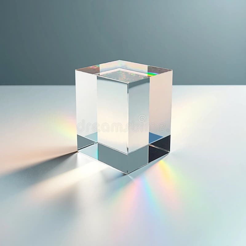 Transparent Crystal Cube Reflecting Light Creating Stunning Prism ...