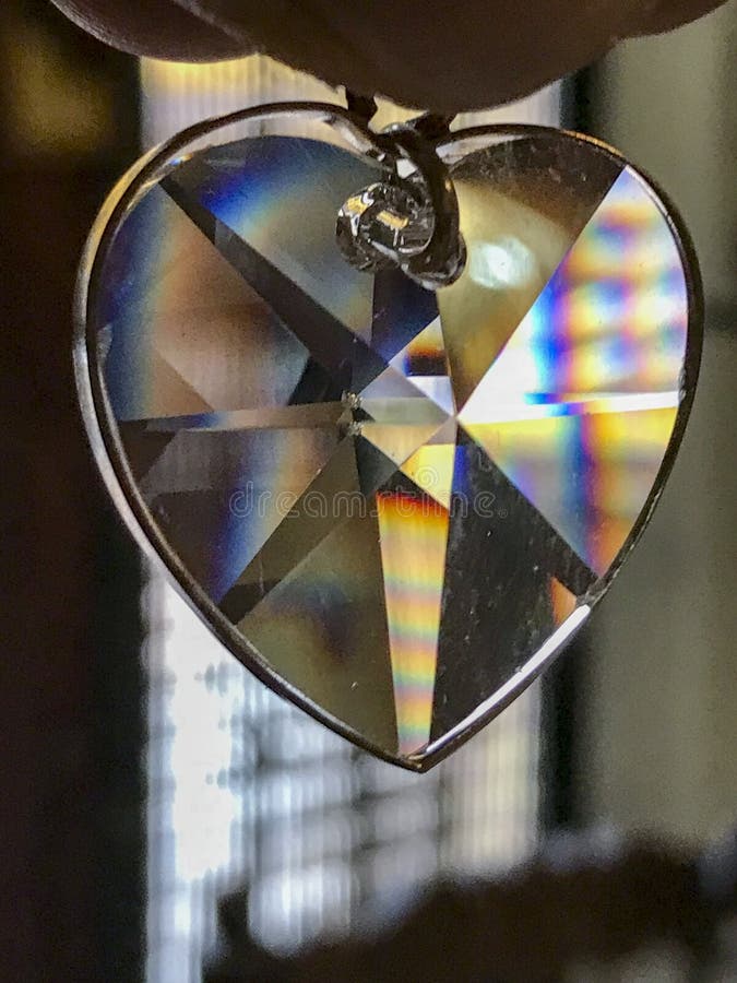Transparent Crystal Pendant Cut in the Shape of Heart Stock Image ...