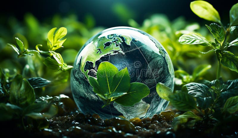 Transparent Crystal Planet Earth with Generic Vegetation Around ...
