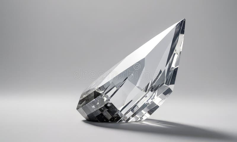 Transparent Crystal Sculpture with Pointed Apex and Reflective Surface ...