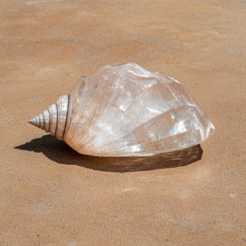 Transparent Crystal Seashell on Sandy Beach Stock Illustration ...