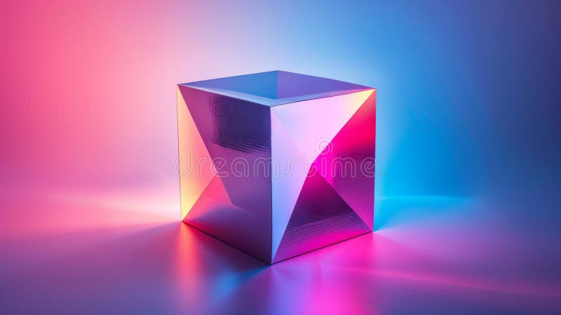 A Transparent Cube with Colorful Lighting Stock Image - Image of modern ...