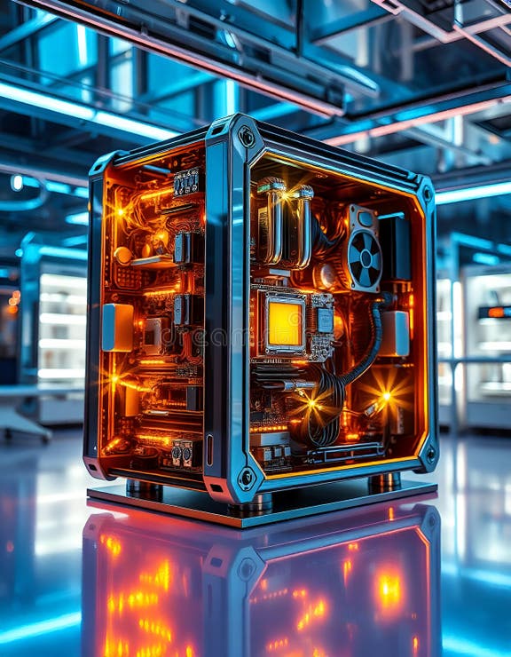 Transparent Cube Data Server in High-Tech Facility Stock Image - Image ...