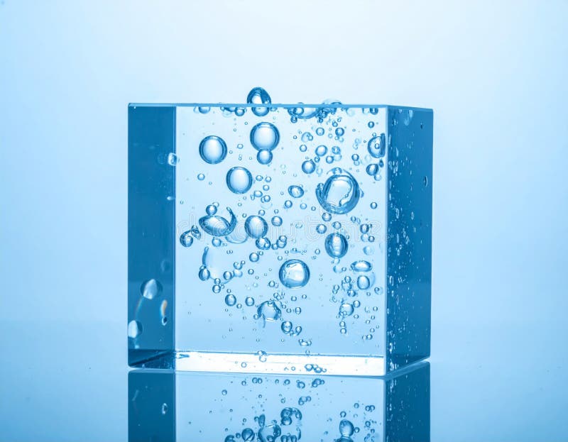 Transparent Cube Filled with Water Bubbles Stock Illustration ...
