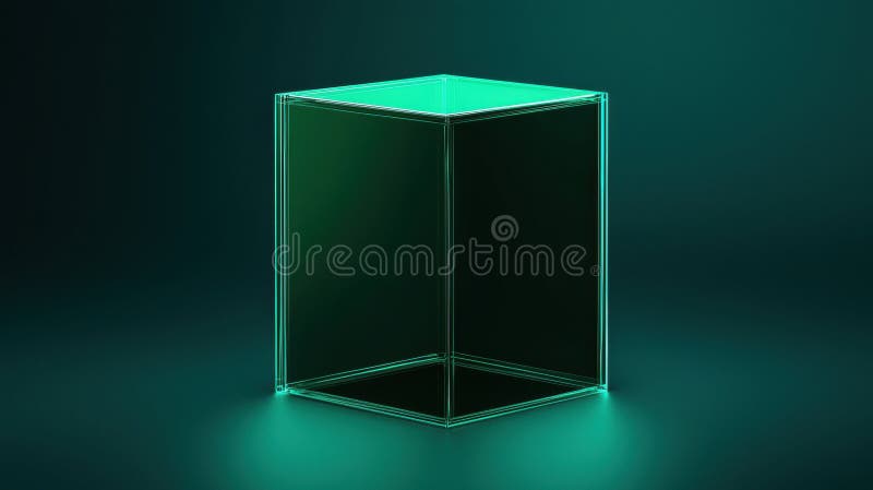 A Transparent Cube with a Green Glow Emanating from Its Interior. Stock ...