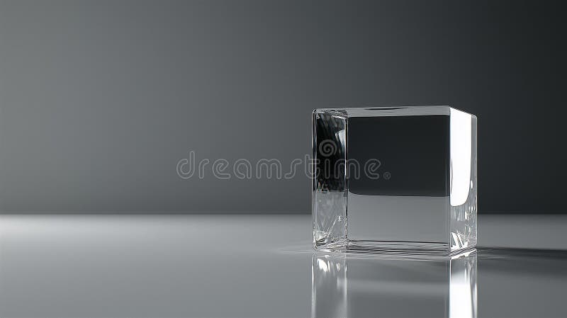 A Photorealistic Image of a Transparent Cube-shaped Glass Box on a ...