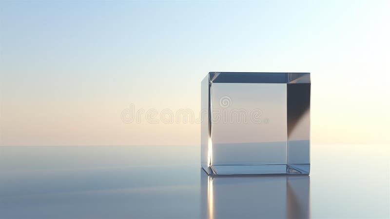 A Photorealistic Image of a Transparent Cube-shaped Glass Box on a ...