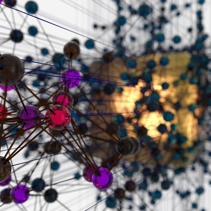Transparent Cube and Technical Connection, 3d Rendering Stock ...