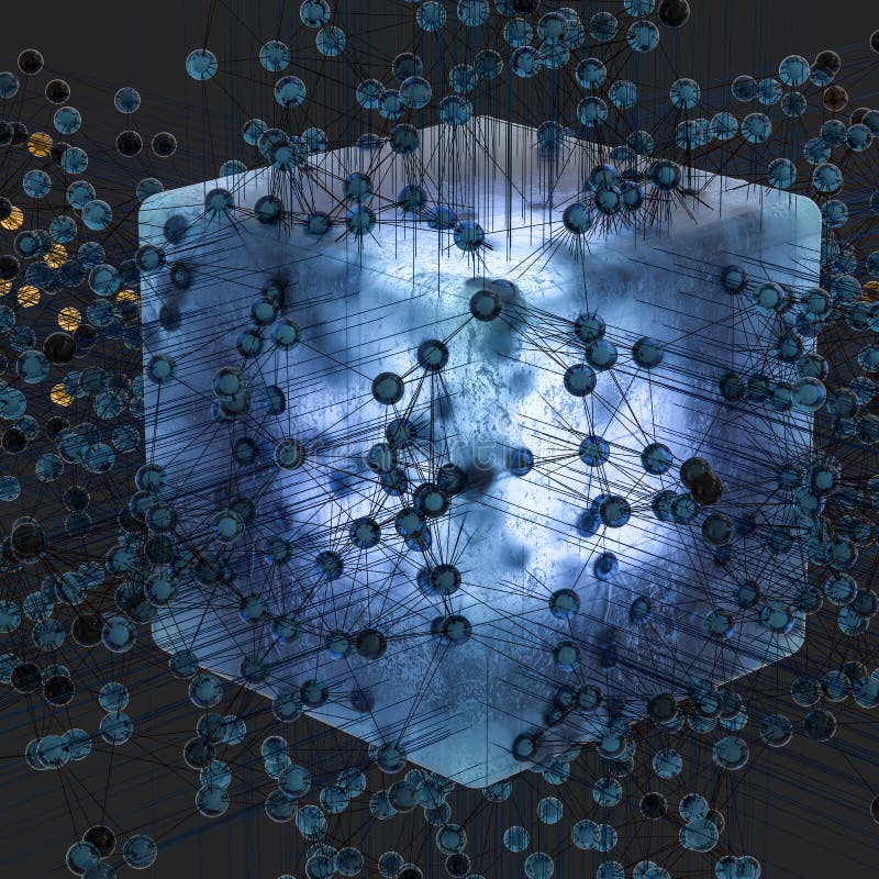 Transparent Cube and Technical Connection, 3d Rendering Stock ...