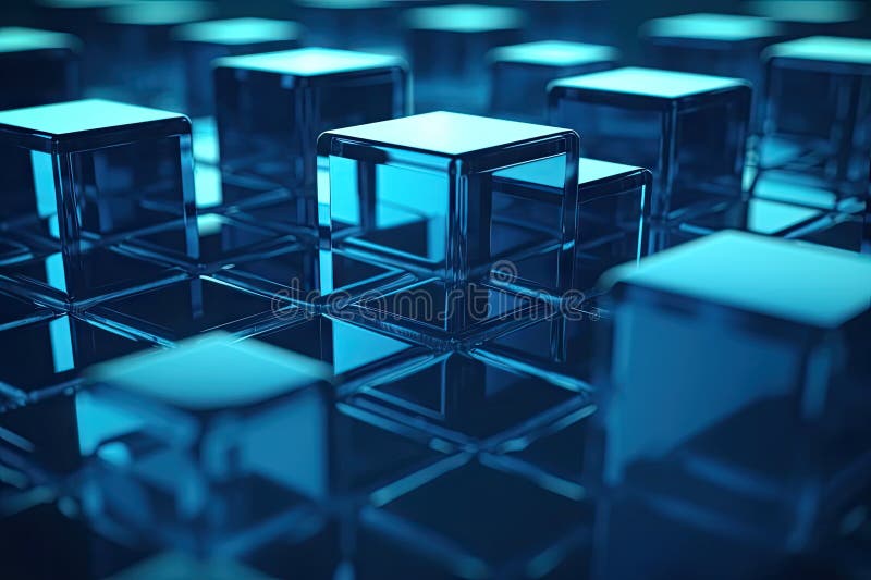 Transparent Cubes Background, Blue Glass Cube Pattern, Geometric 3d ...