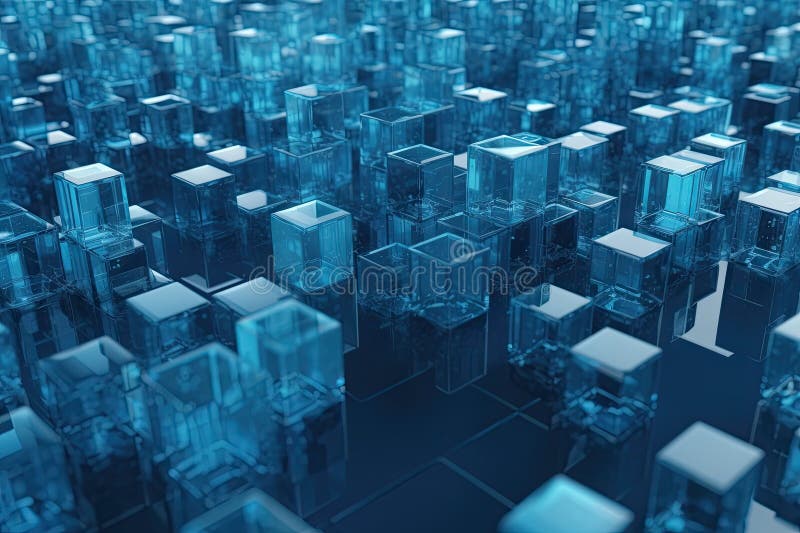 Transparent Cubes Background, Blue Glass Cube Pattern, Geometric 3d ...