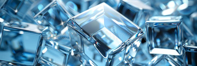 Transparent Cubes Background, Blue Glass Cube Pattern, Geometric 3d ...