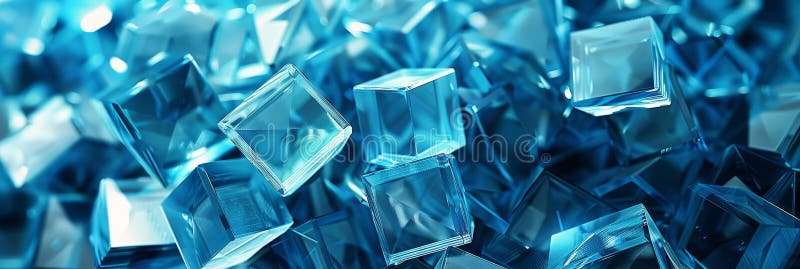 Transparent Cubes Background, Blue Glass Cube Pattern, Geometric 3d ...