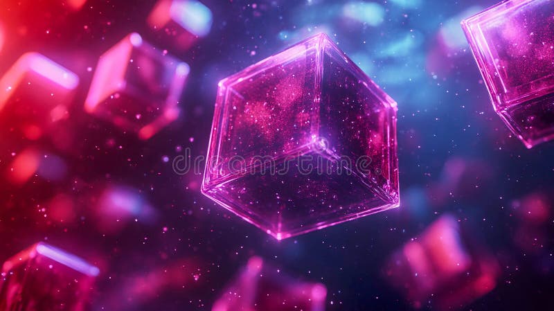 Transparent Cubes Floating in Outer Space Filled with Sparkling ...