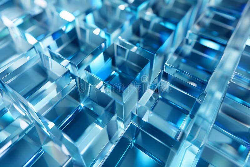 Transparent Cubes Pattern, Blue Glass Cube Background, Geometric 3d ...