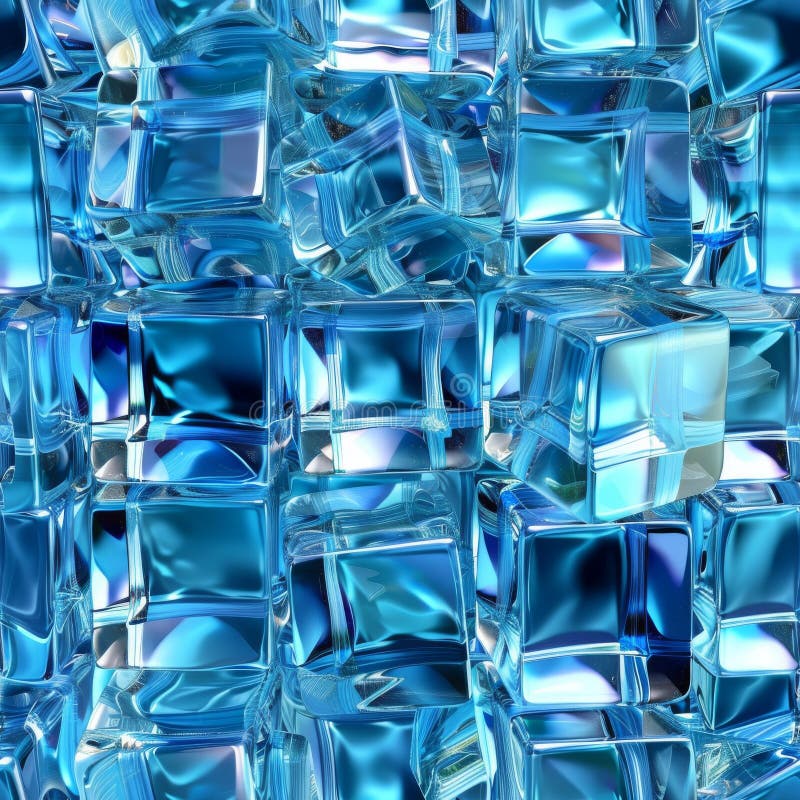 Transparent Cubes Pattern, Blue Glass Cube Background, Geometric 3d ...