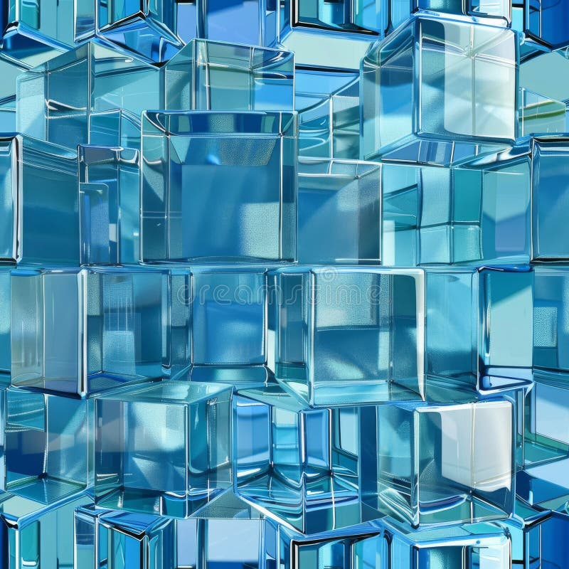 Transparent Cubes Pattern, Blue Glass Cube Background, Geometric 3d ...