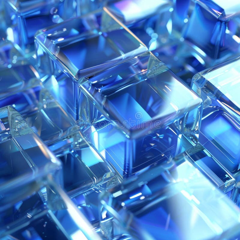 Transparent Cubes Pattern, Blue Glass Cube Background, Geometric 3d ...