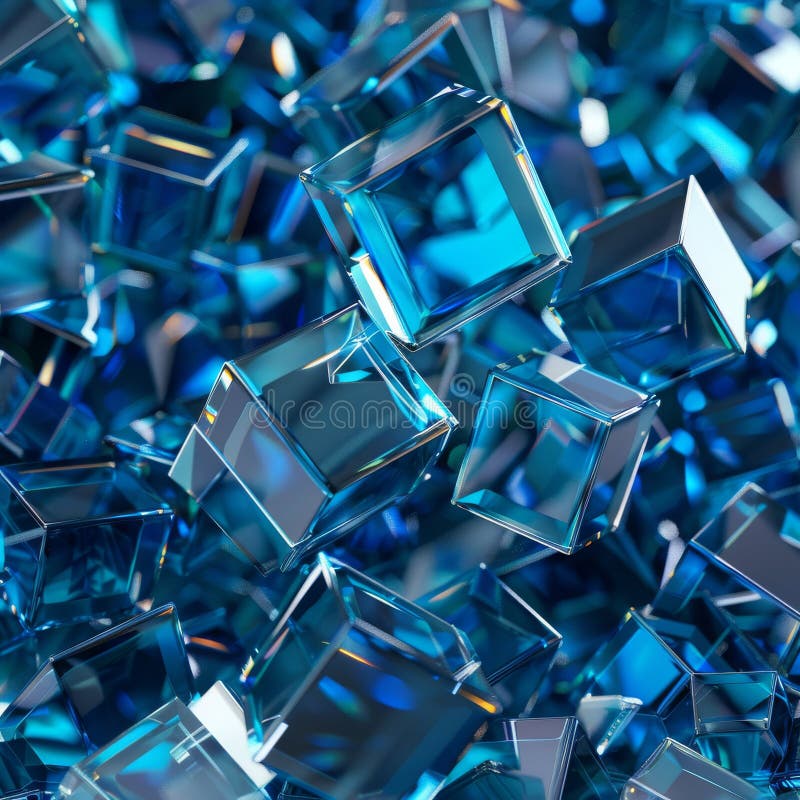 Transparent Cubes Pattern, Blue Glass Cube Background, Geometric 3d ...