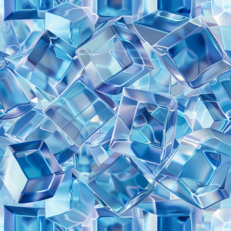 Transparent Cubes Pattern, Blue Glass Cube Background, Geometric 3d ...