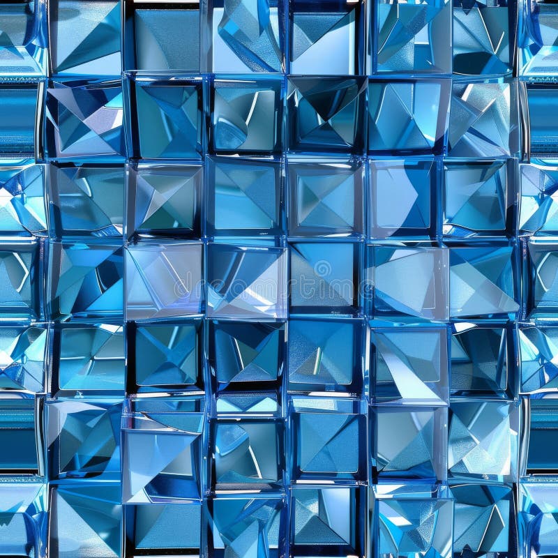 Transparent Cubes Pattern, Blue Glass Cube Background, Geometric 3d ...
