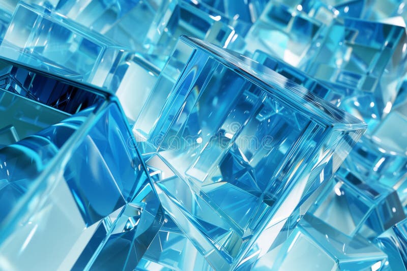 Transparent Cubes Pattern, Blue Glass Cube Background, Geometric 3d ...