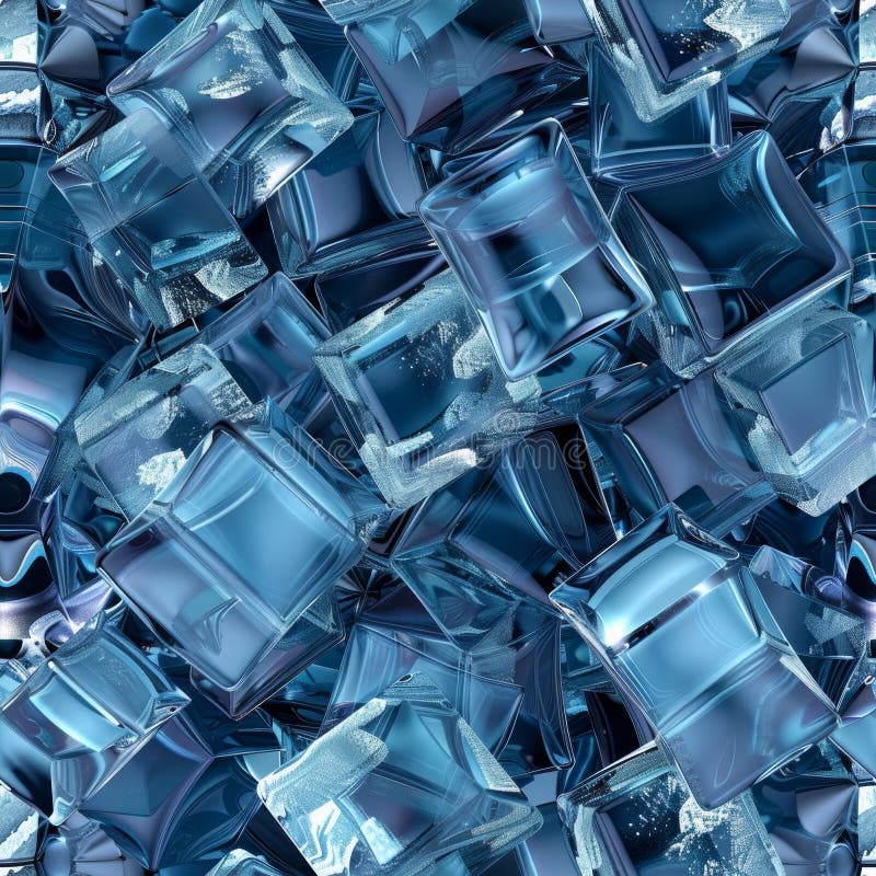 Transparent Cubes Pattern, Blue Glass Cube Background, Geometric 3d ...