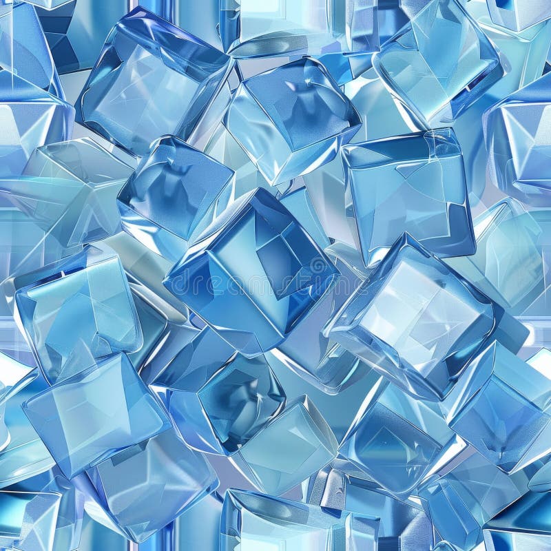 Transparent Cubes Pattern, Blue Glass Cube Background, Geometric 3d ...