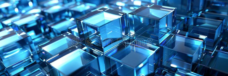 Transparent Cubes Pattern, Blue Glass Cube Background, Geometric 3d ...