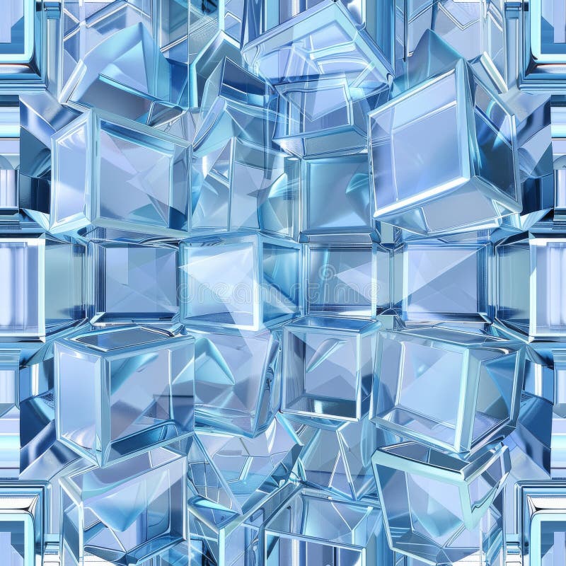 Transparent Cubes Pattern, Blue Glass Cube Background, Geometric 3d ...
