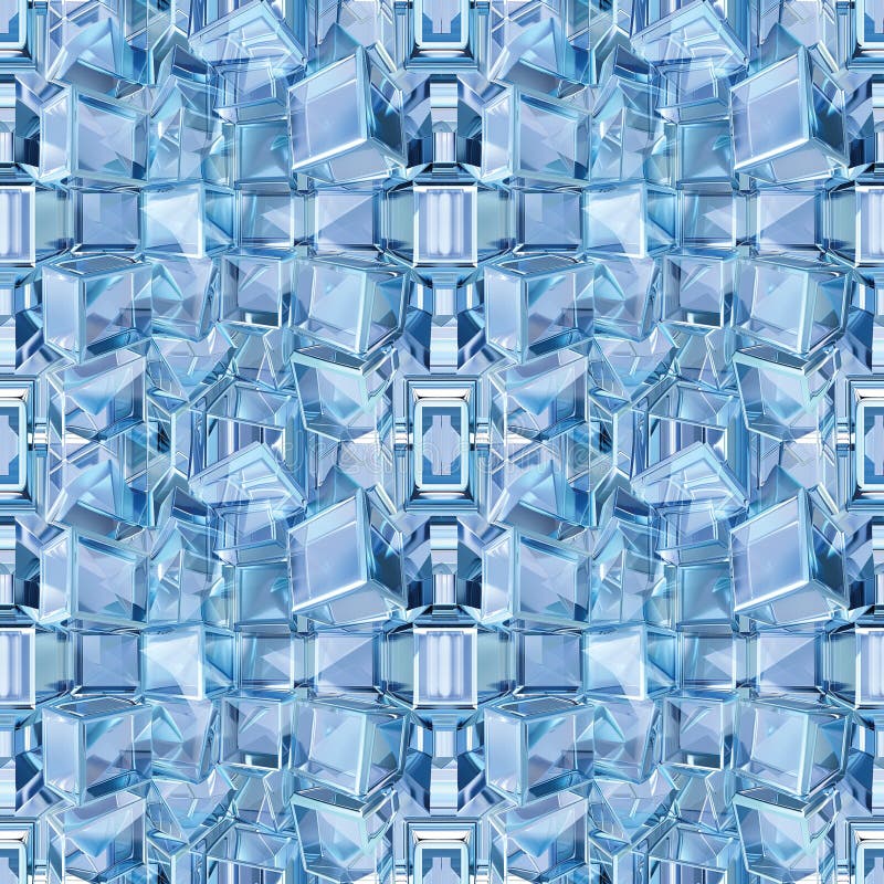 Transparent Cubes Seamless Pattern, Blue Glass Cube Background ...