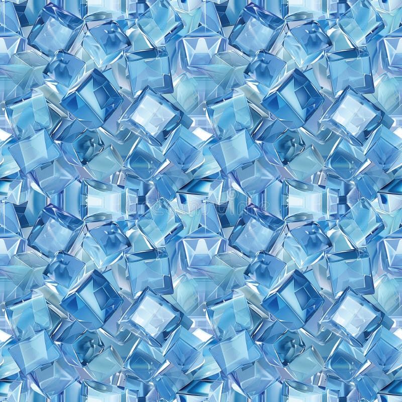 Transparent Cubes Seamless Pattern, Blue Glass Cube Background ...