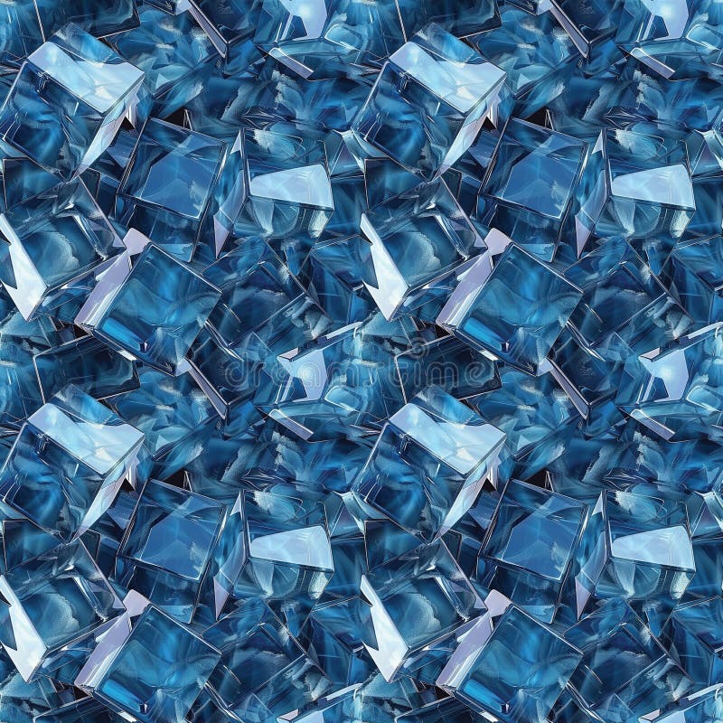 Transparent Cubes Seamless Pattern, Blue Glass Cube Background ...