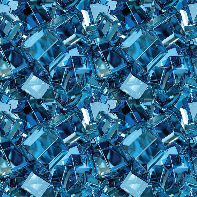 Transparent Cubes Seamless Pattern, Blue Glass Cube Background ...